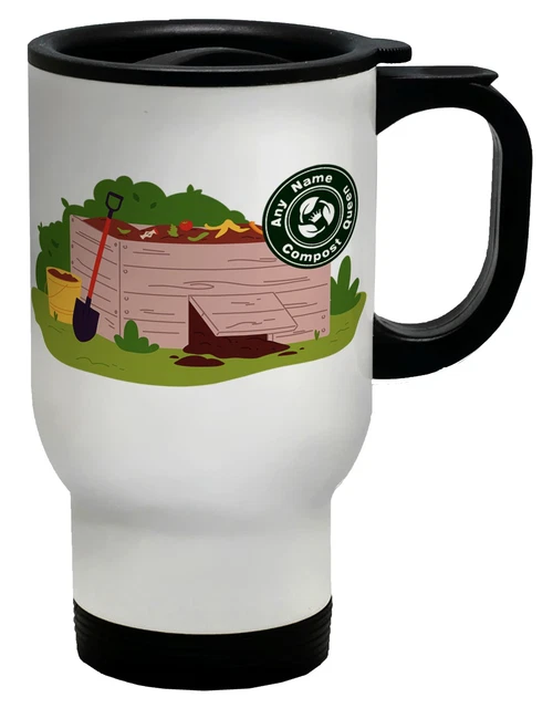 PERSONALISED COMPOST QUEEN Gardener Farmer Travel Mug Cup Gift White ...