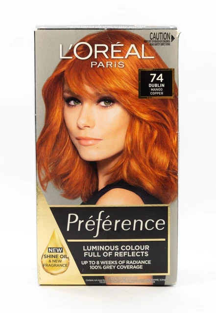 L'OREAL PARIS PREFERENCE Permanent Hair Colour 74 Dublin Mango Copper £ ...