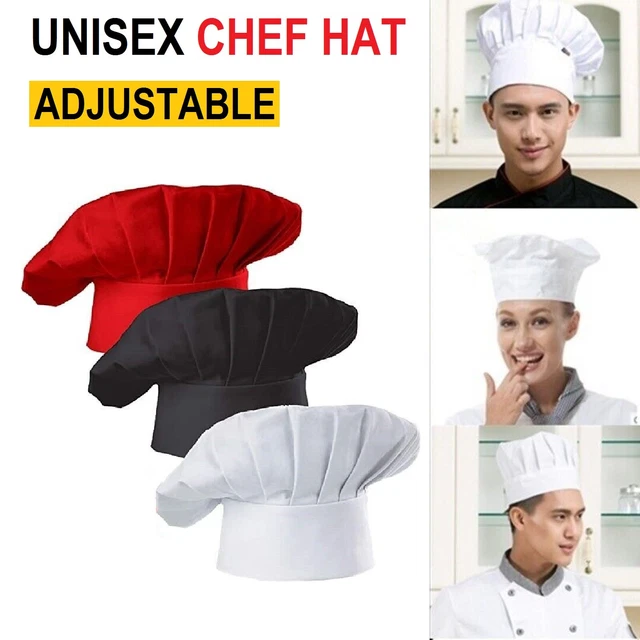 CHEF HAT BAKER Kitchen Cook Restaurant Catering Cap Men Women White Red ...