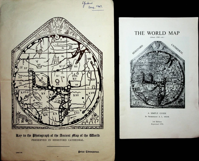 1947 GUIDE TO World Map Hereford Cathedral Mappa Mundi + Moir vintage ...
