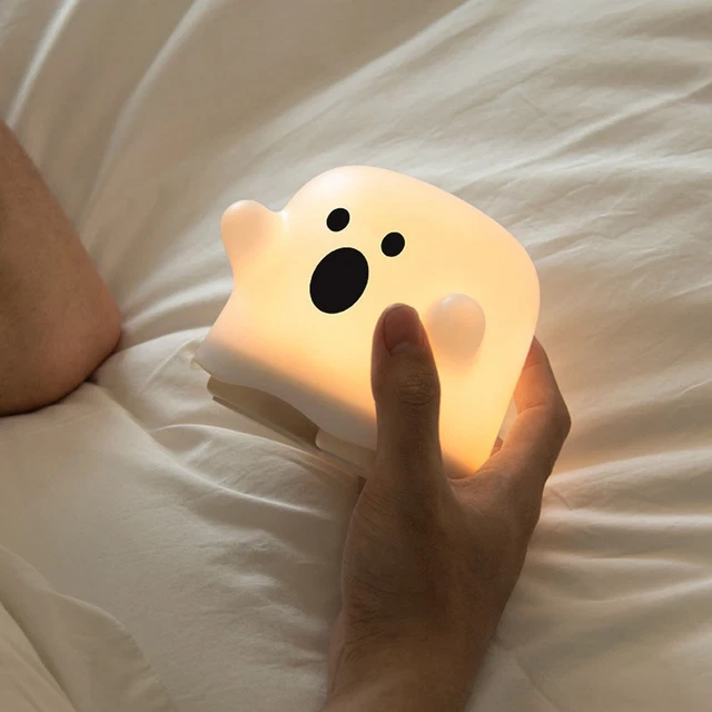 OPEN MOUTH CUTE Ghost Night Light Stepless Dimming USB Rechargeable ...