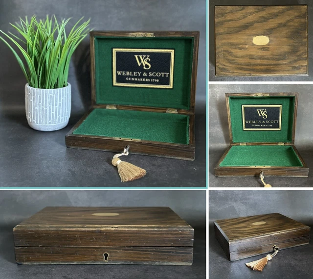 ANTIQUE WOOD GUN Box Gunsmiths Display Case Fits Webley & Scott Air ...