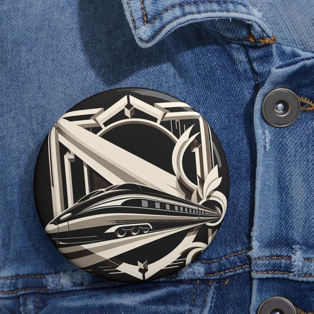 CUSTOM PIN BUTTON Badge Art Deco Frecciarossa Train Poster Style ...