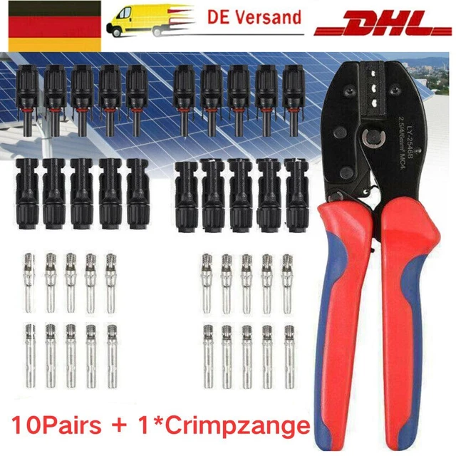 FOR MC4 2,5-6MM² Solarstecker Crimpzange Stecker Buchse Kupplung Kabelverbindung EUR 20,95 ...