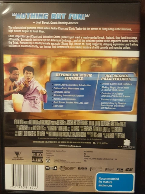 RUSH HOUR 2 DVD Chris Tucker Jackie Chan Region 4 FREE POST $4.95 ...