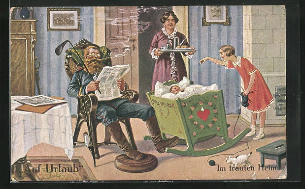 CARTOLINA ARTISTA ARTHUR Thiele: in vacanza, im trauten Heim EUR 4,00 ...