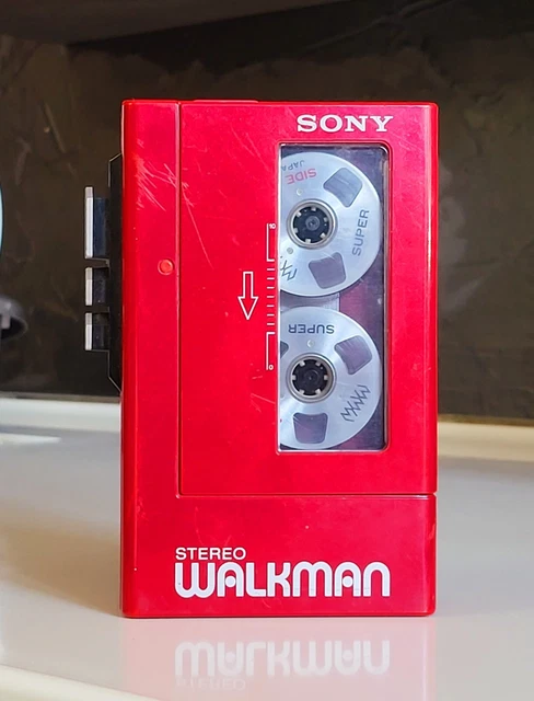 RETRO RED 1980S SONY STEREO WALKMAN WM-4 STEREO CASSETTE PLAYER Fully ...