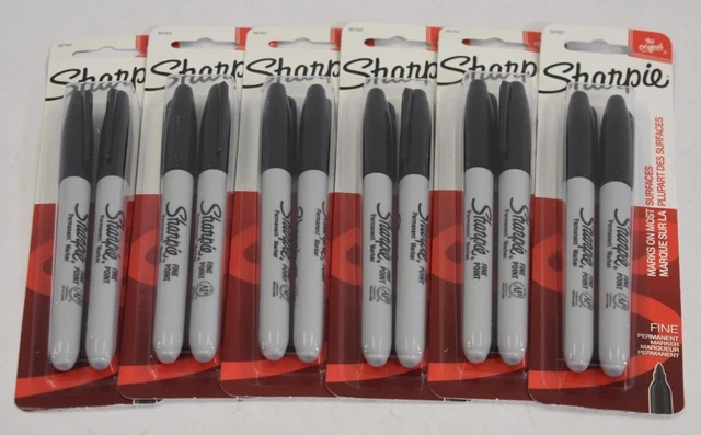 SHARPIE FINE POINT Tip Permanent Marks 2 Packs Black 30162 Office Home ...