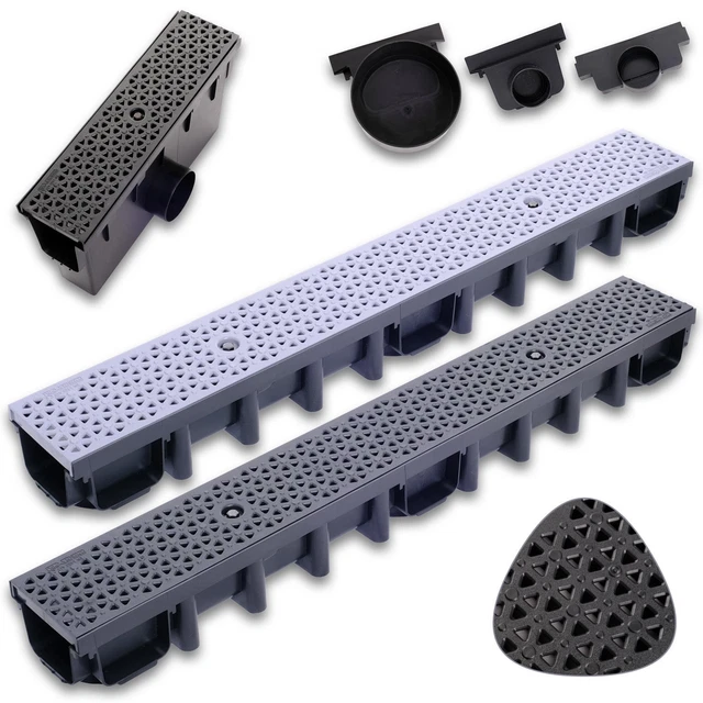 ENTWÄSSERUNGSRINNE KOMPLETT TIEFE 63,98,148 mm Bodenrinne | Terrassenrinne EUR 160,20 - PicClick DE