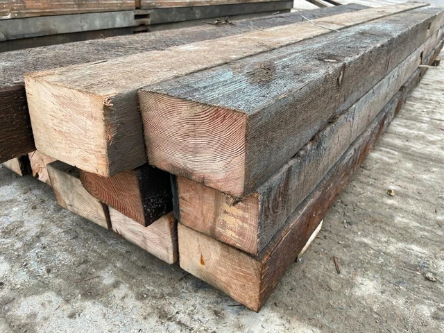 RECLAIMED TIMBER/ OLD Douglas Fir Timber Beams/ 9"x4" 5-5.2m lengths @£ ...