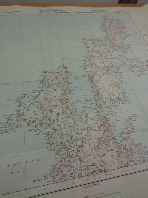 WW2 GERMAN INVASION MAP of "THE SHETLAND ISLANDS (NORTH)" £34.99 ...