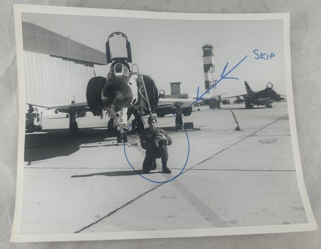 VINTAGE GLOSSY PHOTO Edwards AFB Signed USAF Test Pilot "Skip" With ...