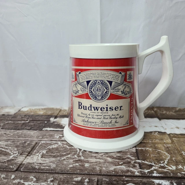 VINTAGE BUDWEISER BEER Insulated Mug Flambeau Wide Base Cup $13.97 ...