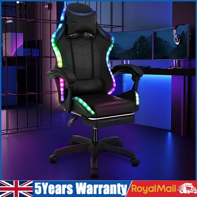 GAMING CHAIR WITH RGB LED illuminat Ergonomic Computer Chair Swivel ...