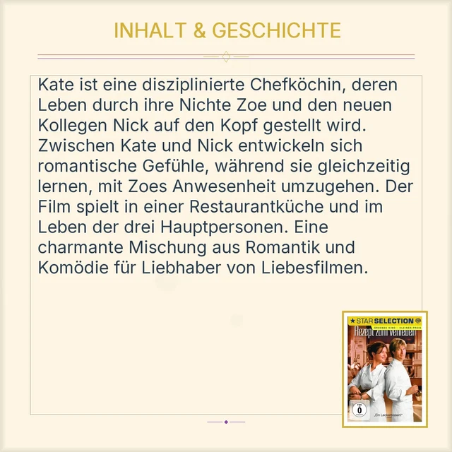 REZEPT ZUM VERLIEBEN DVD Catherine Zeta-Jones Aaron Eckhart Romcom Film ...