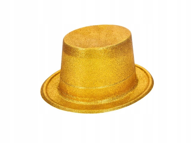 GOLD GLITTER TOP Hat Fancy Dress Costume Accessory Carnival Party £29. ...