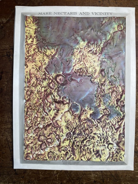 VINTAGE MARE NECTARIS And Vicinity Lunar Plastic Relief Map Rare $29.99 ...