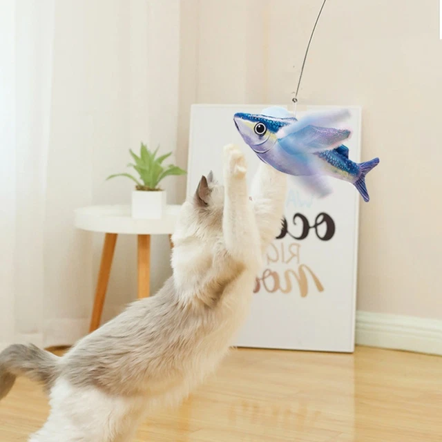 PLUSH ELECTRIC FLYING Fish Cat Toy USB Interactive Cat Toy Indoor Cats ...