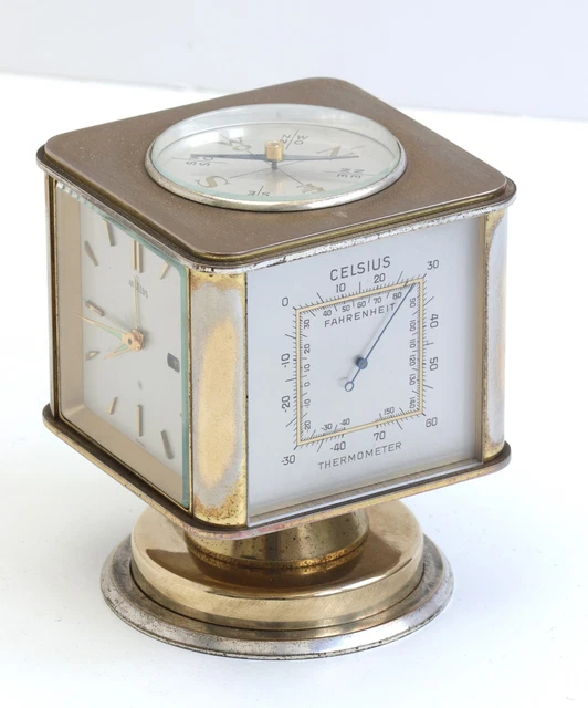 ANGELUS CLOCK/WEATHER STATION/COMPASS, 5-Sided, Pedestal Stand, Swiss ...