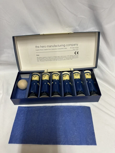 VINTAGE THE HERO mfg handmade wooden skittles Roger Copple £40.71 ...