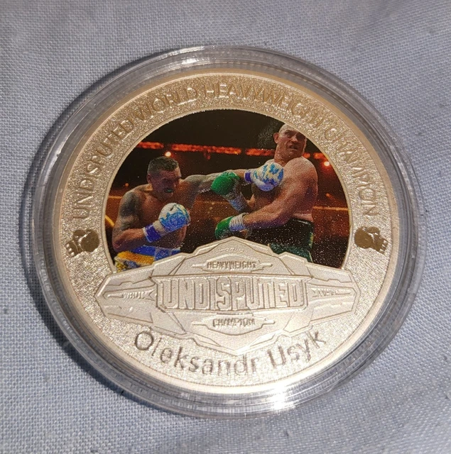 USYK SILVER COIN Signature Tyson Fury Undisputed Belt Boxing Ukraine ...