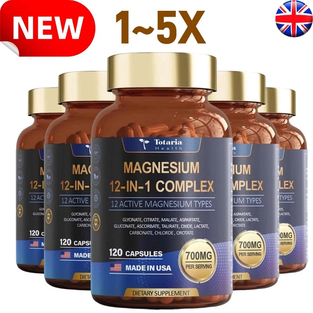 MAGNESIUM COMPLEX 700MG 12-in-1 Capsules, Muscle & Relaxation Support ...