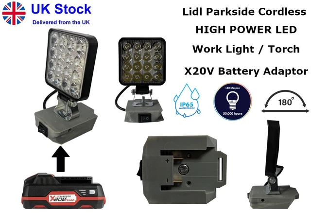 LIDL PARKSIDE CORDLESS HIGH POWER LED Work Light Torch - Uses X20V ...