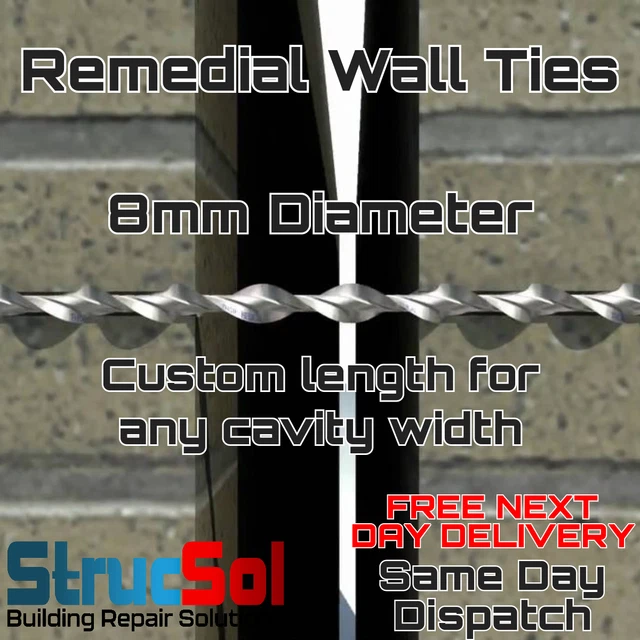 8MM REMEDIAL CAVITY Replacement Helical Wall Ties - Strucsol Retrofit ...