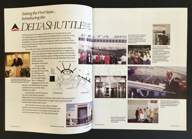DELTA AIR LINES Digest MAGAZINE SEPT 1991 airways ad DELTA SHUTTLE 727 ...