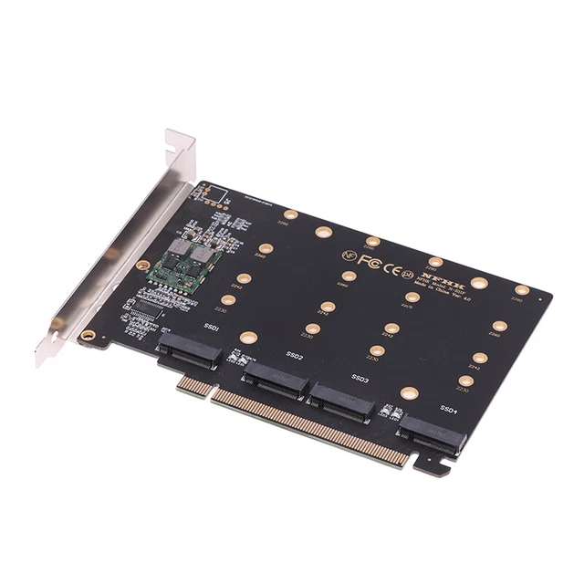 4 PORT M.2 NVMe SSD to PCIE X16M Key Hard Drive Converter Reader ...