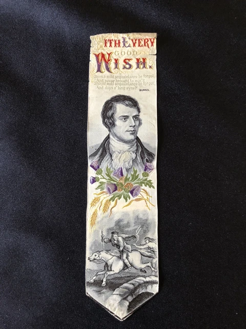 ANTIQUE STEVENGRAPH ROBERT Burns Silk Woven Bookmark Victorian Tapestry ...