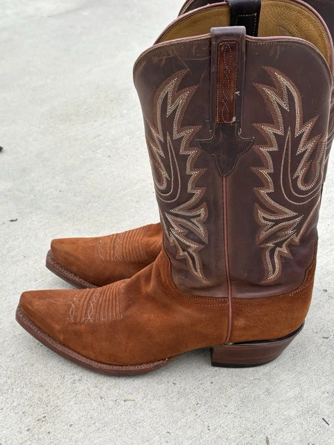 LUCCHESE CLASSICS HANDMADE Size 10D Rust Rough-out Suede Snip Toe ...