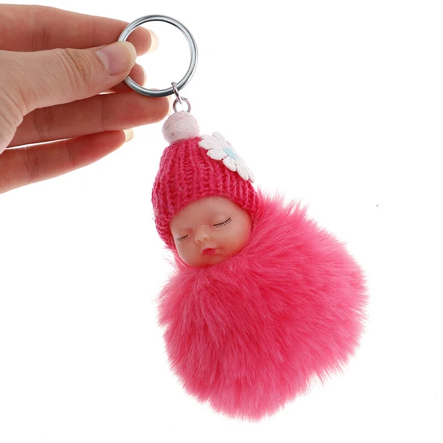PORTE-CLÉS BÉBÉ ENDORMI Porte-clés de poupée en peluche moelleux mignon EUR 2,75 - PicClick FR