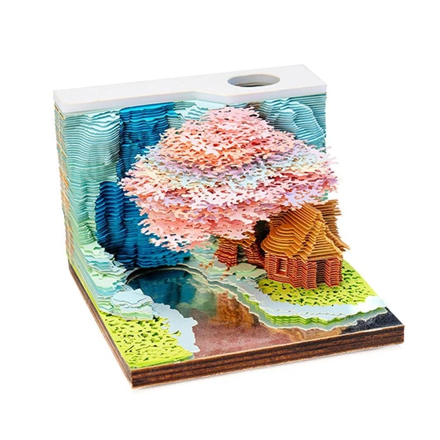 3D STICKY NOTES Flower Fruit Mountain Treehouse For Desktop Decor with ...