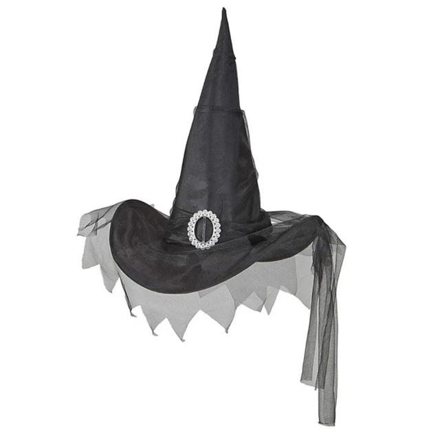 BLACK WITCH HAT Adult Halloween Party Hat Role Play Carnivals Festival ...