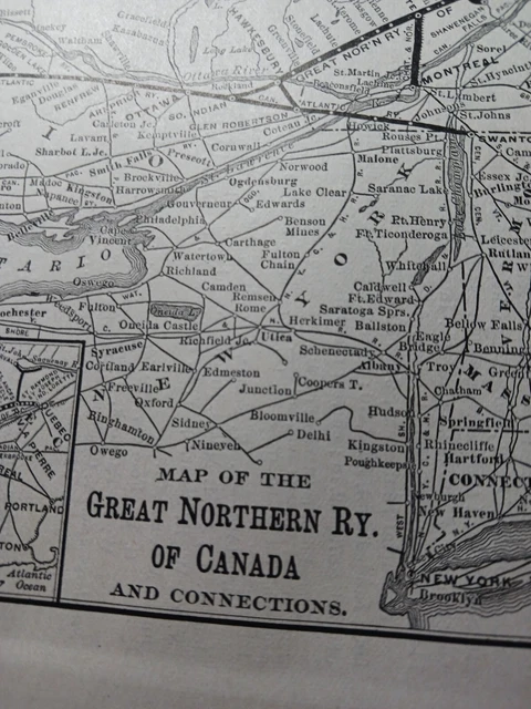 1901 ORIGINAL RAILROAD Map GREAT NORTHERN RAILWAY OF CANADA 🇨🇦 Train ...