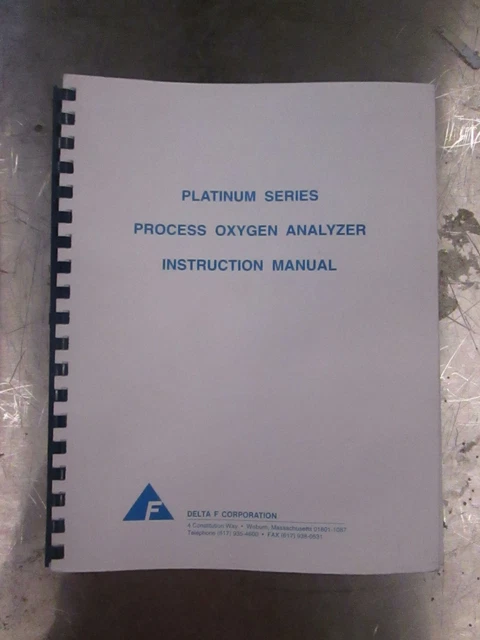 DELTA F PLATINUM Series Process Oxygen Analyzer Instruction Manual ...