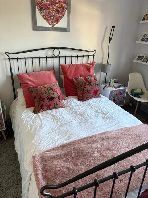 IKEA BLACK METAL double bed frame and Mattress £51.68 - PicClick UK