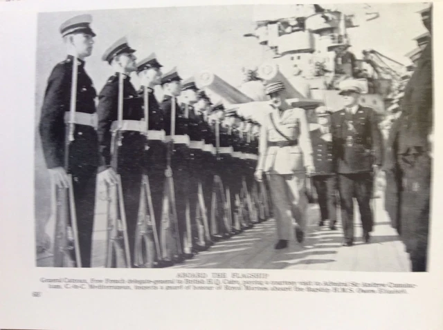 A1W EPHEMERA WW2 picture hms queen elizabeth general catroux cunningham ...