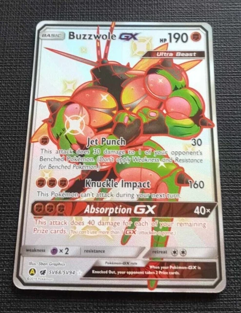 POKÉMON TCG BUZZWOLE GX Hidden Fates SV68/SV94 Holo Full Art Ultra Rare ...
