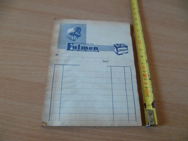 CARNET BLOC NOTE Facturier Ancien Annees 50 Batteries Fulmen Garage ...