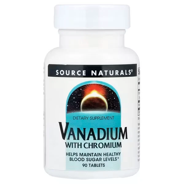 SOURCE NATURALS VANADIUM with Chromium 90 Tablets Blood Sugar ...