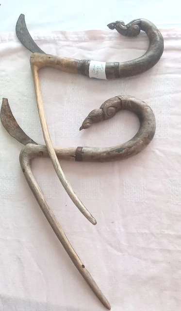 ANTIQUE VINTAGE ASIAN Cambodian Khmer Rice Cutter Sickle Pair £202.73 ...