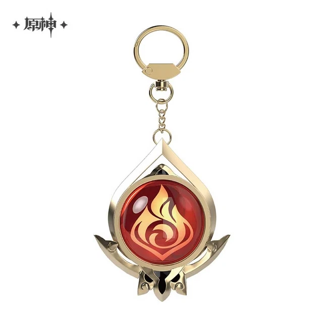 MIHOYO GENSHIN IMPACT Vision Sumeru Pyro Keychain Official Glass Zinc ...