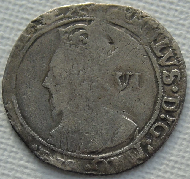 CHARLES I HAMMERED Silver Sixpence MM Star Stuart Period Coin 25mm 3 ...