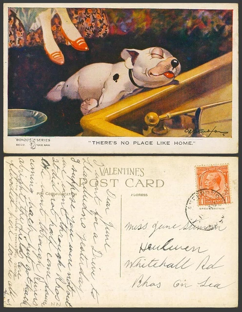 BONZO DOG GE Studdy Old Postcard There's No Place Like Home, Billiard ...