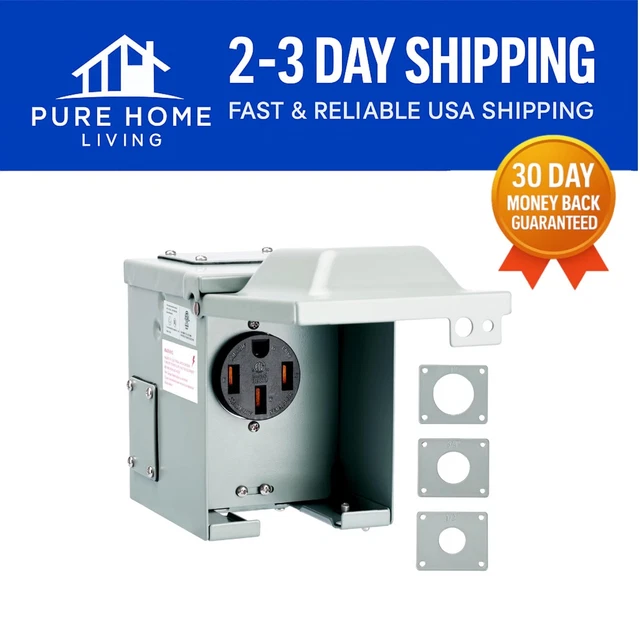 50 AMP WEATHERPROOF RV/EV Power Outlet Box, Lockable NEMA 14-50R ...