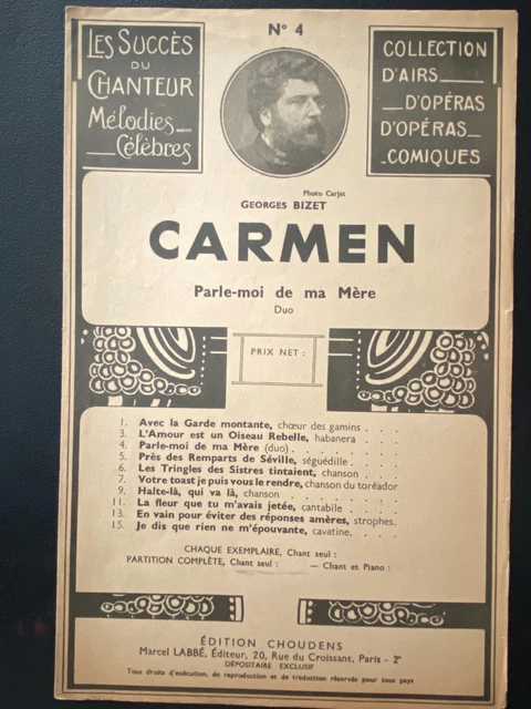 PARTIZIONE PETIT FORMATO "Carme Di Bizet - Parlami Di Mia Madre" EUR 21 ...