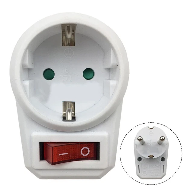 PLUG SOCKET ADAPTER with Light Switch 16A/230V/3680W Illuminated On/Off ...