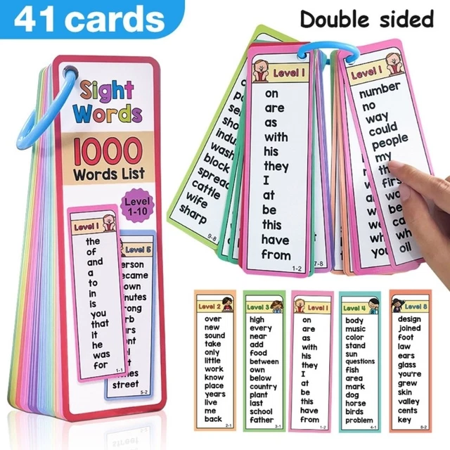 HIGH FREQUENCY WORD Lists Double Sided English Sight Words Cards for ...